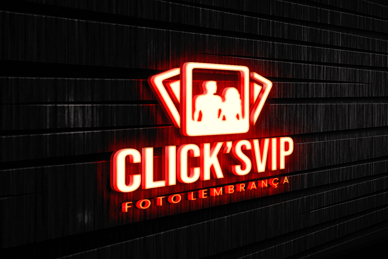 3D Light Effect Logo Mockup on Dark Wall - Click's Vip